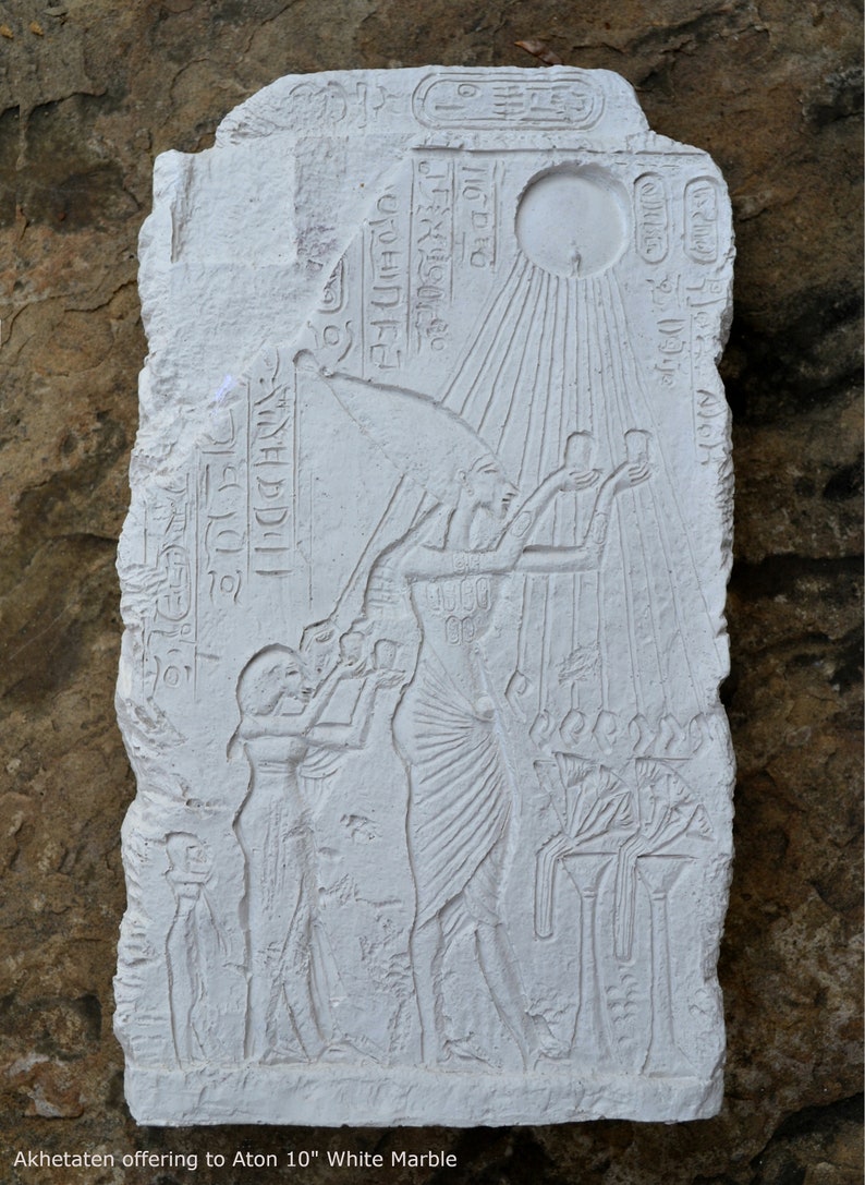 History Egyptian Akhetaten Offering to Aton 10" Hieroglyph Sculptural ...