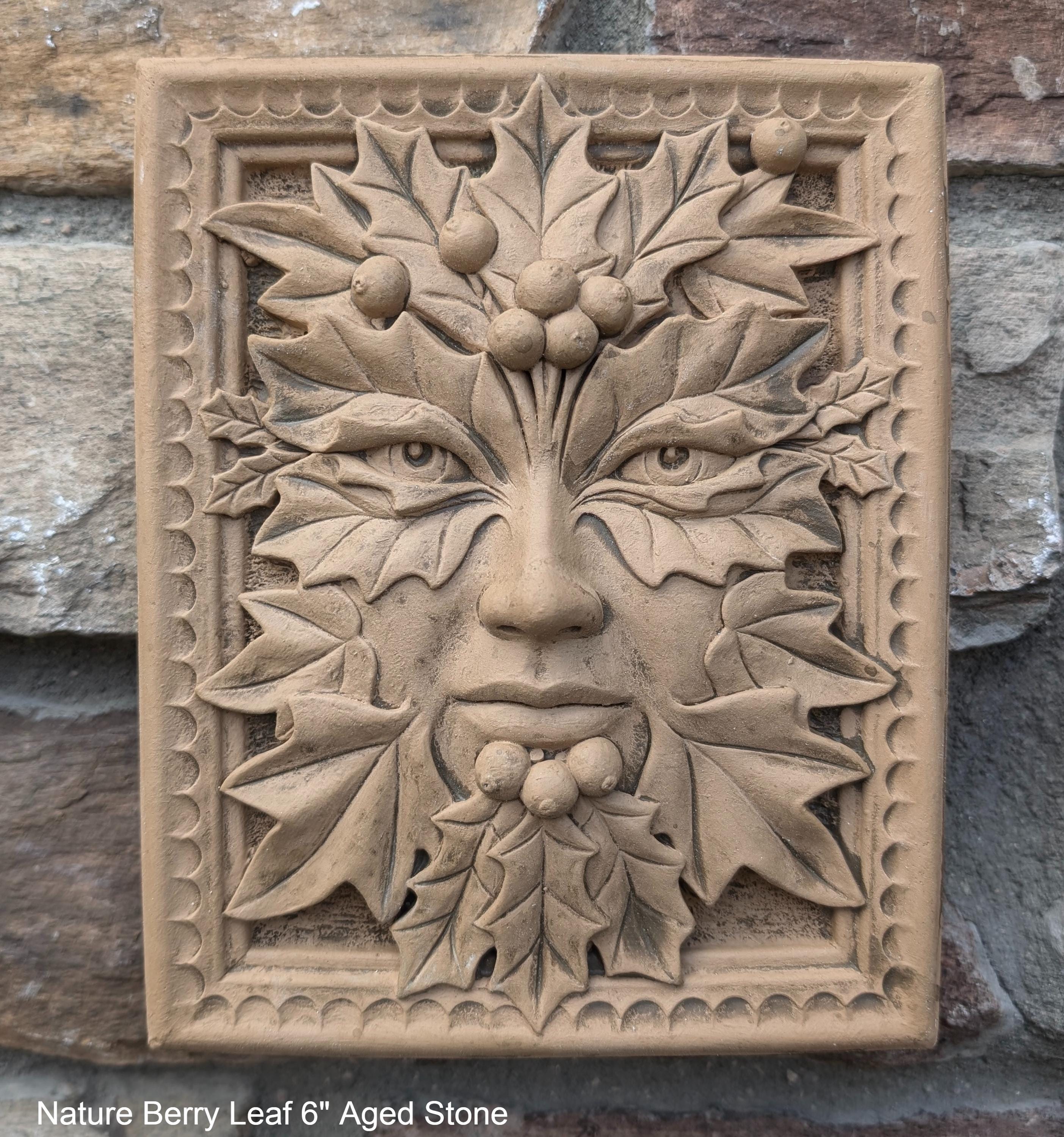 Nature Berry Leaf Mythical Man Mask Greenman Greenwoman Wall Plaque ...