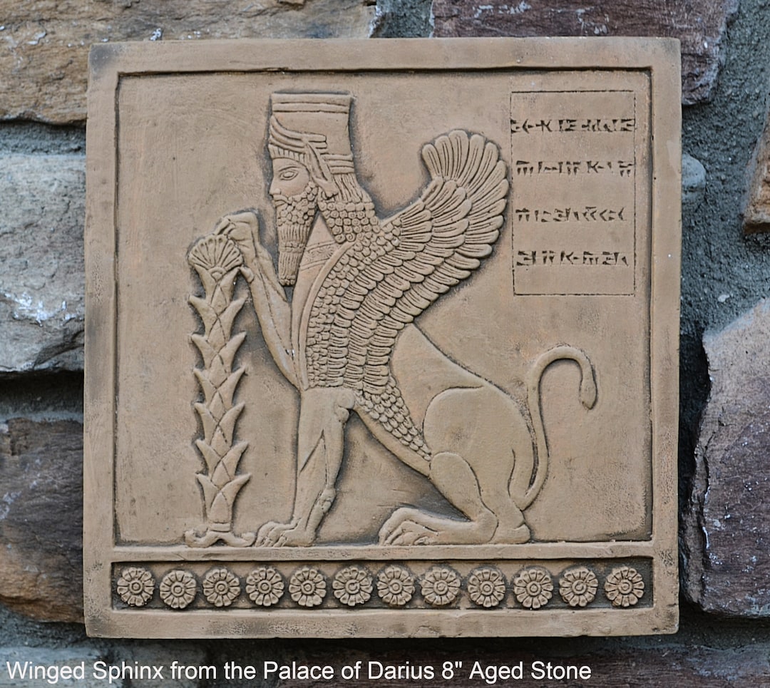Assyrian Persian Winged Sphinx From the Palace of Darius Sculpture ...