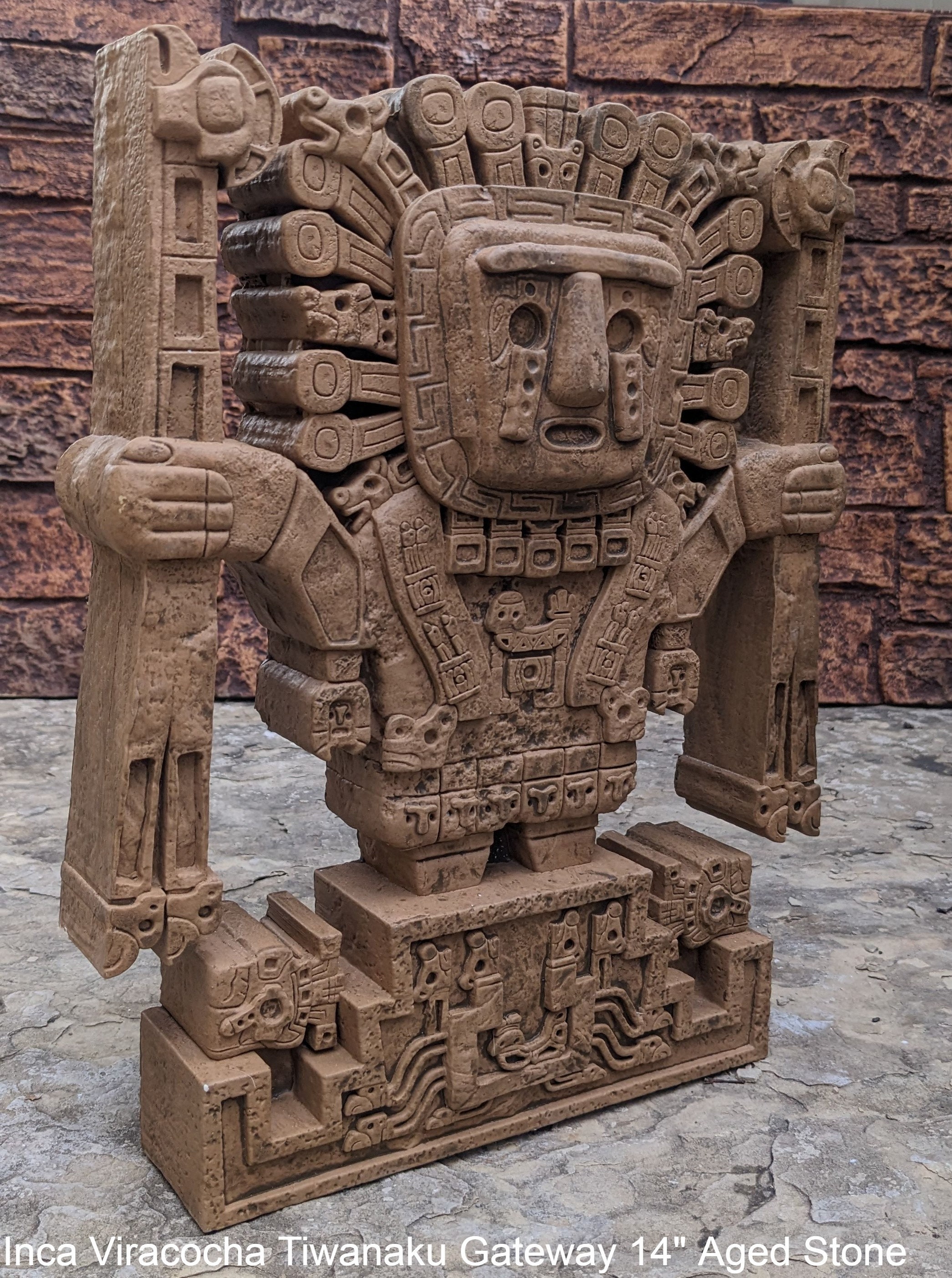 Inca Viracocha Tiwanaku Gateway Sun Sculptural Wall Relief Plaque 14 ...