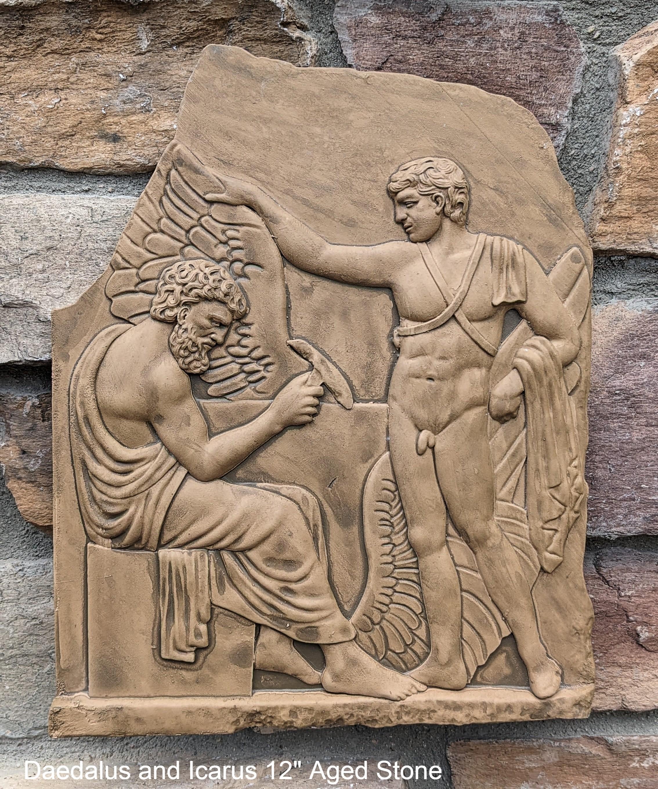 Roman Greek Daedalus and Icarus Stone Carving Sculpture Wall Relief 12 ...