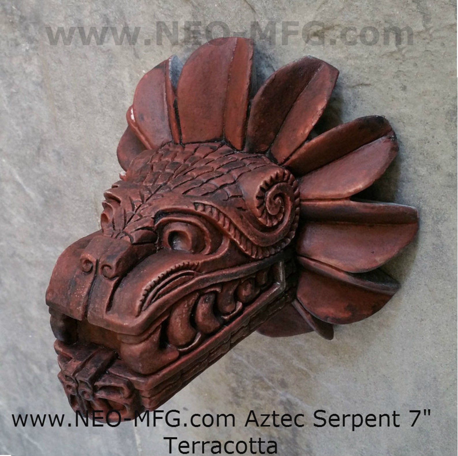 History Feathered Serpent Head of Quetzalcoaltl Aztec Maya Artifact ...