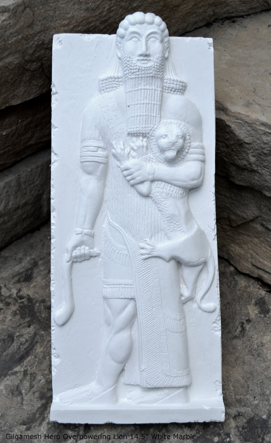 Assyrian Gilgamesh Hero Overpowering a Lion Artifact Carved | Etsy