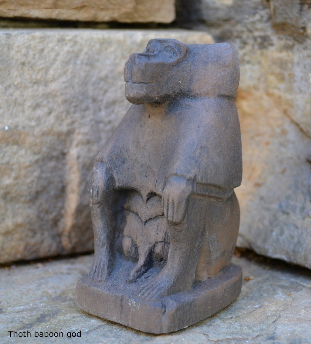 History Egyptian THOTH Hedj-wer God of Wisdom Baboon Sculpture Carving ...
