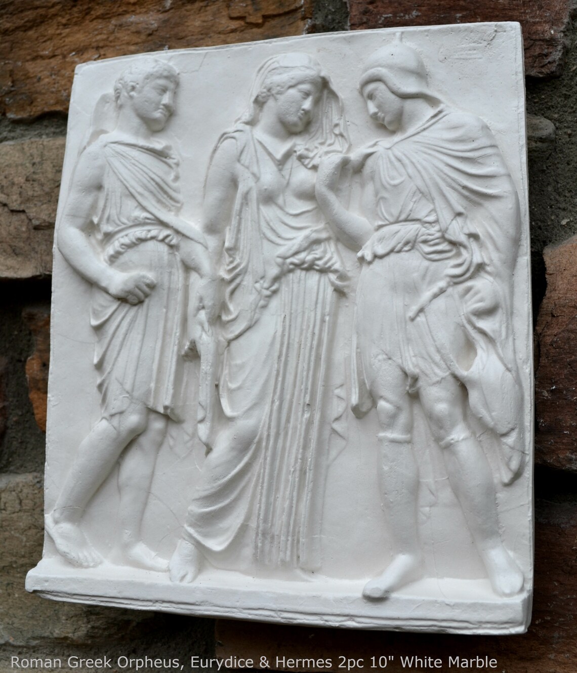 Roman Greek Orpheus, Eurydice and Hermes Figure Sculptural Wall Frieze ...