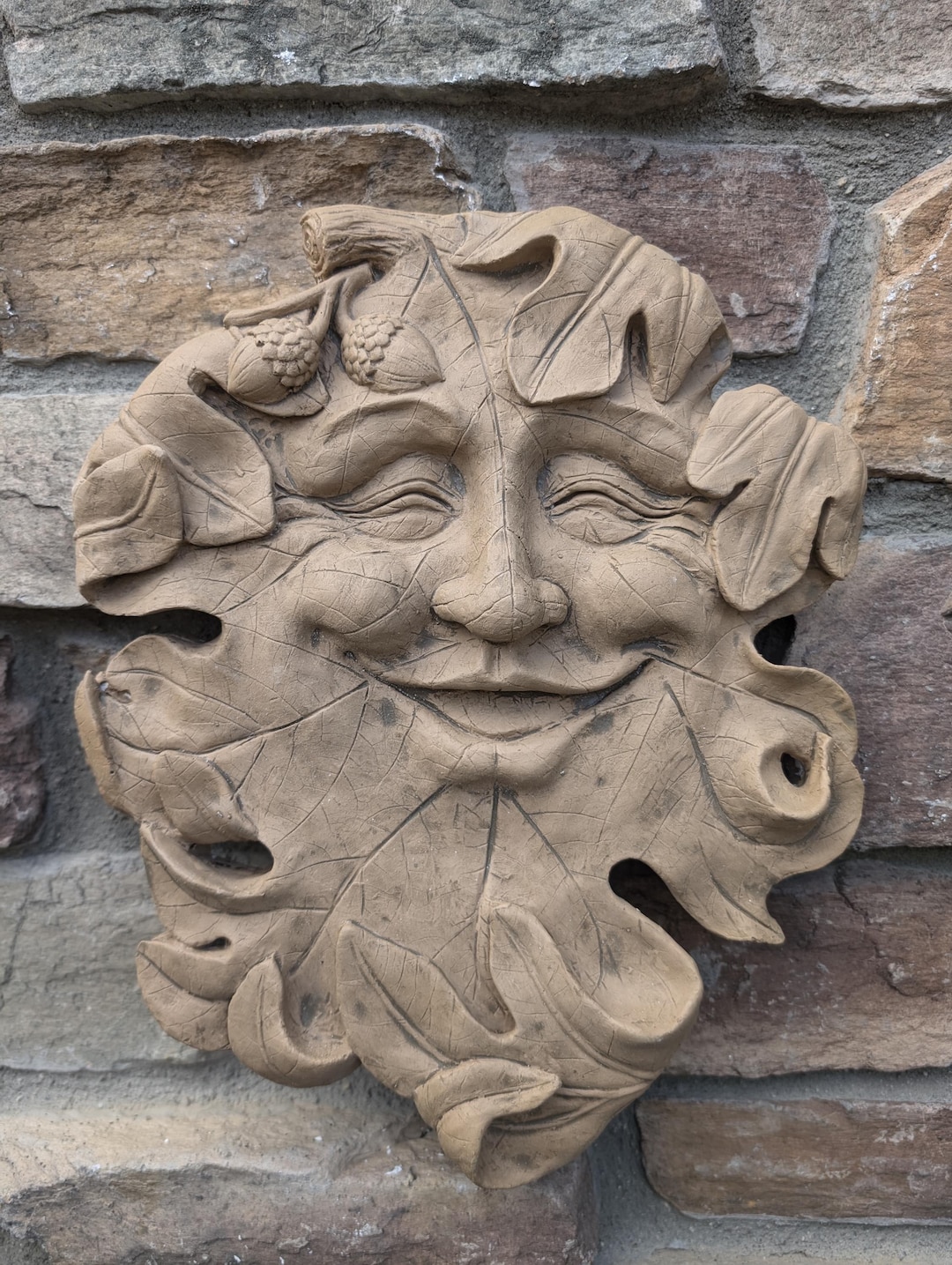 Green Man Leaf Face Acorn Tree Man Mythical Greenman Wall Sculpture ...