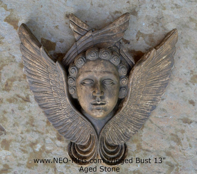 Angel Wings Bust Wall Sculpture Statue Plaque Www.neo-mfg.com 13" - Etsy