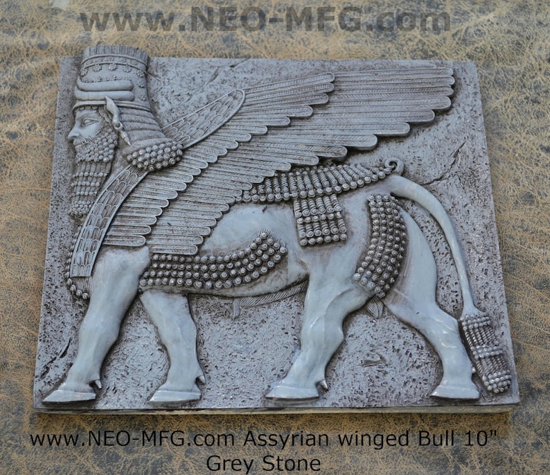 Historical Assyrian Lamassu Winged Bull Wall Sculpture Www.neo-mfg.com ...