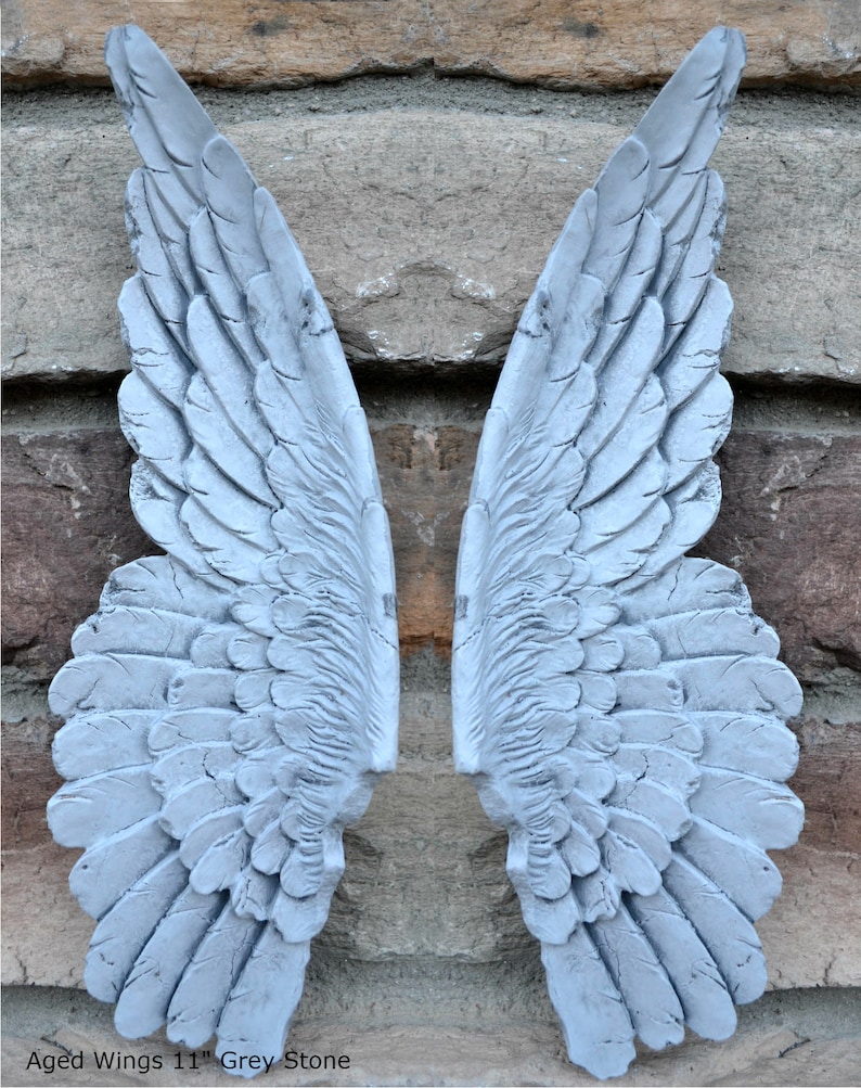 Angel Wings Aged Wall Sculpture Statue Plaque Www.neo-mfg.com 11" P6 - Etsy