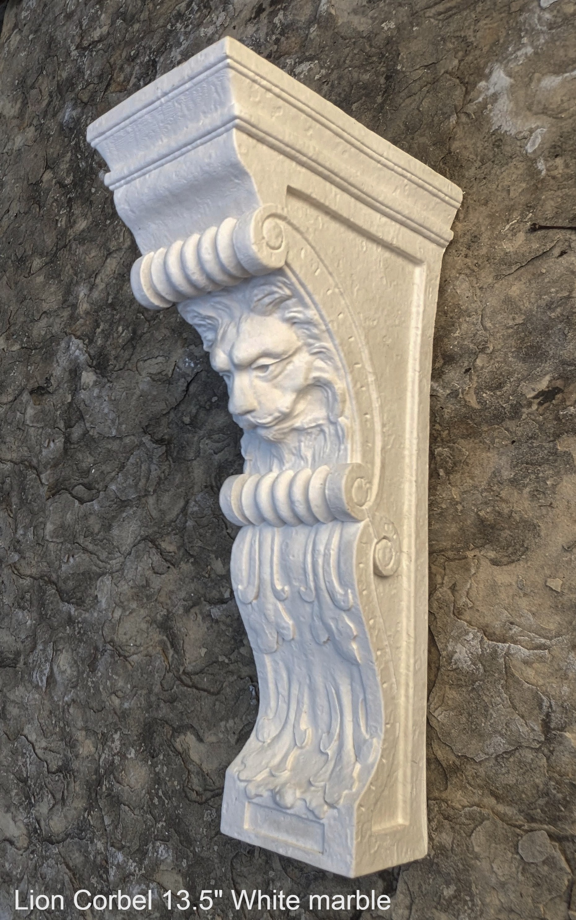 Lion Face Narrow Thin Corbel Scroll Bracket Architectural Accent 13.5 ...