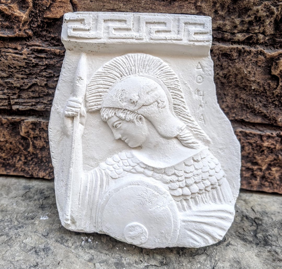 Roman Greek Athena With Shield Fragment Wall Sculpture Plaque Www.neo ...