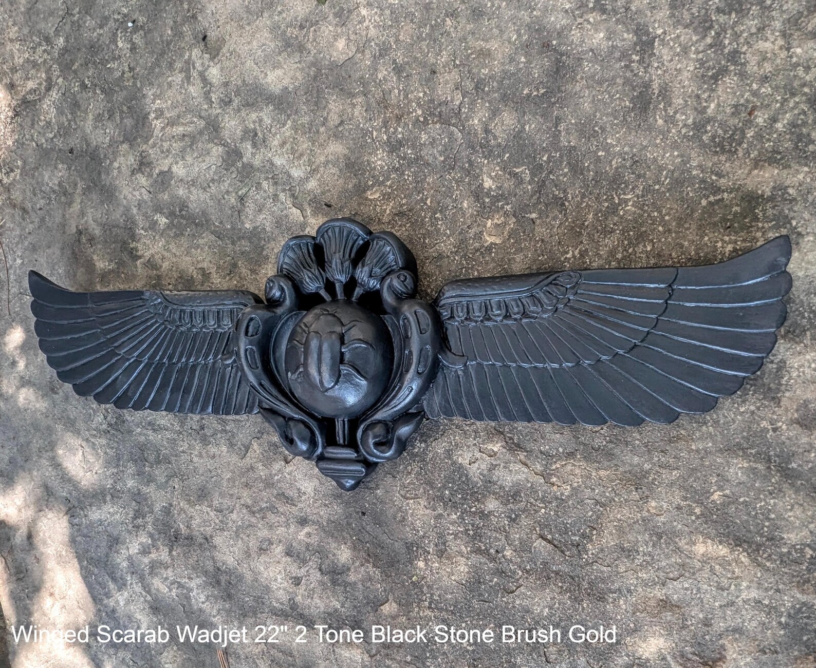 Egyptian Winged Scarab Wadjet Pediment Hieroglyph Sculptural Wall ...