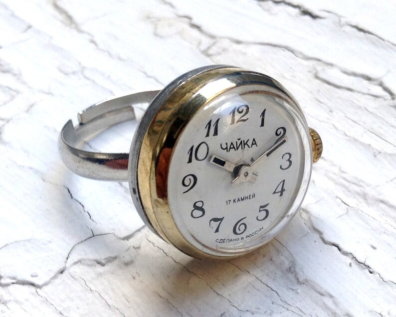 Ring Watch "chaika" Soviet Gilded Watch Ring Watch Finger Ring ...