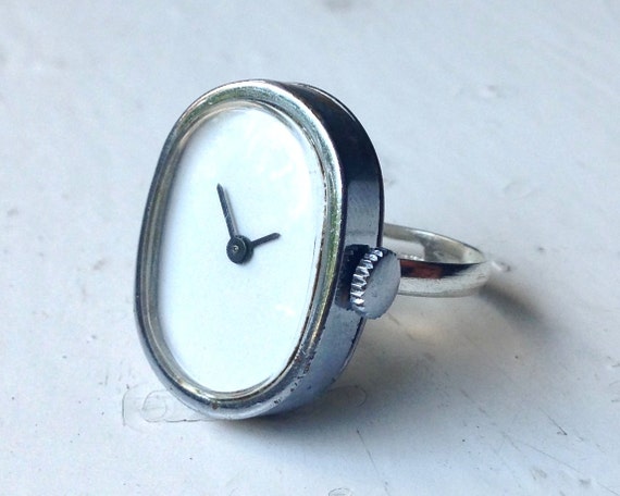 Silver Ring Watch Vintage Ring Watch soviet Watch russian - Etsy