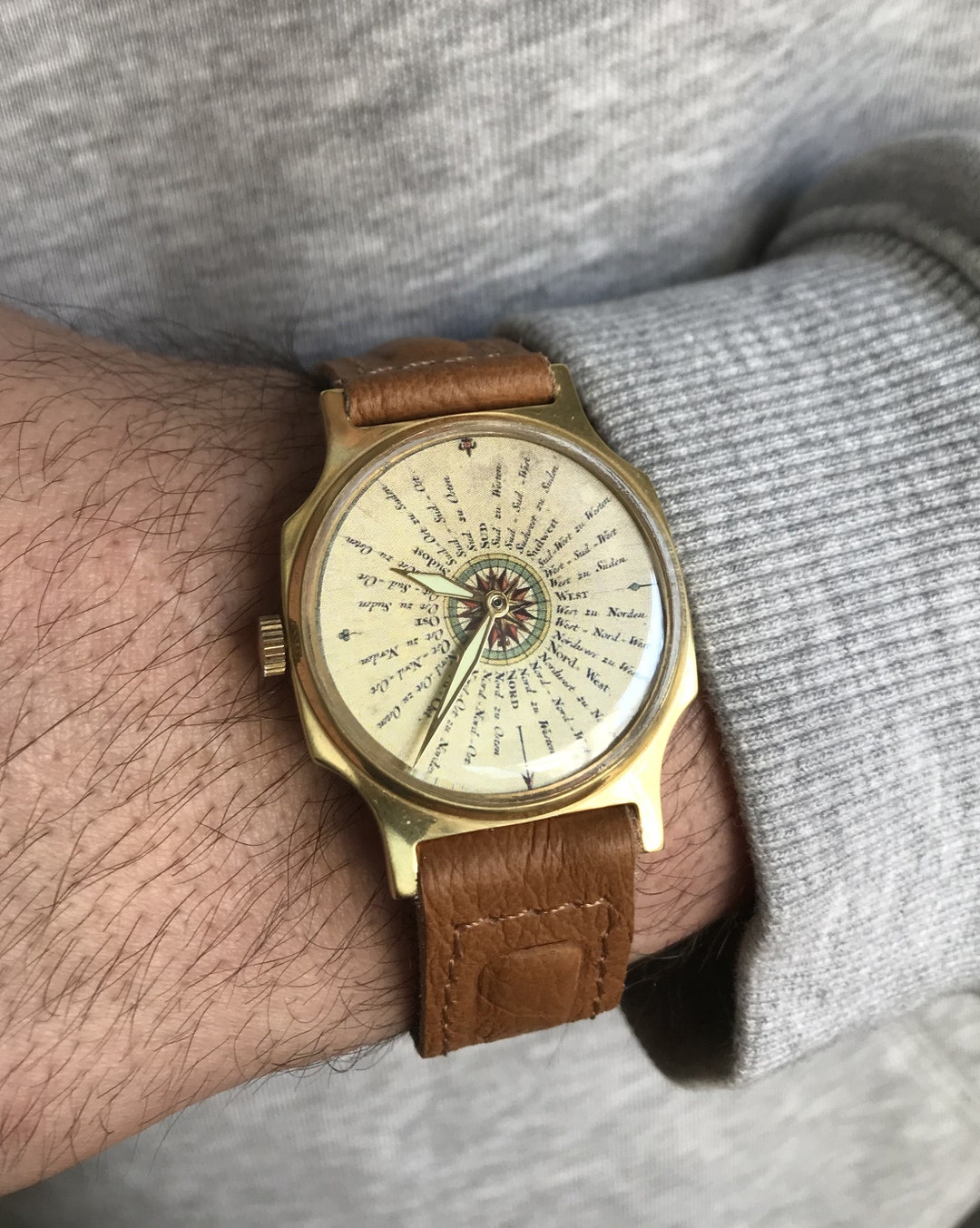 Vintage Watch "pobeda" , Soviet Watch, Compass Watch, Wind Rose Watch ...