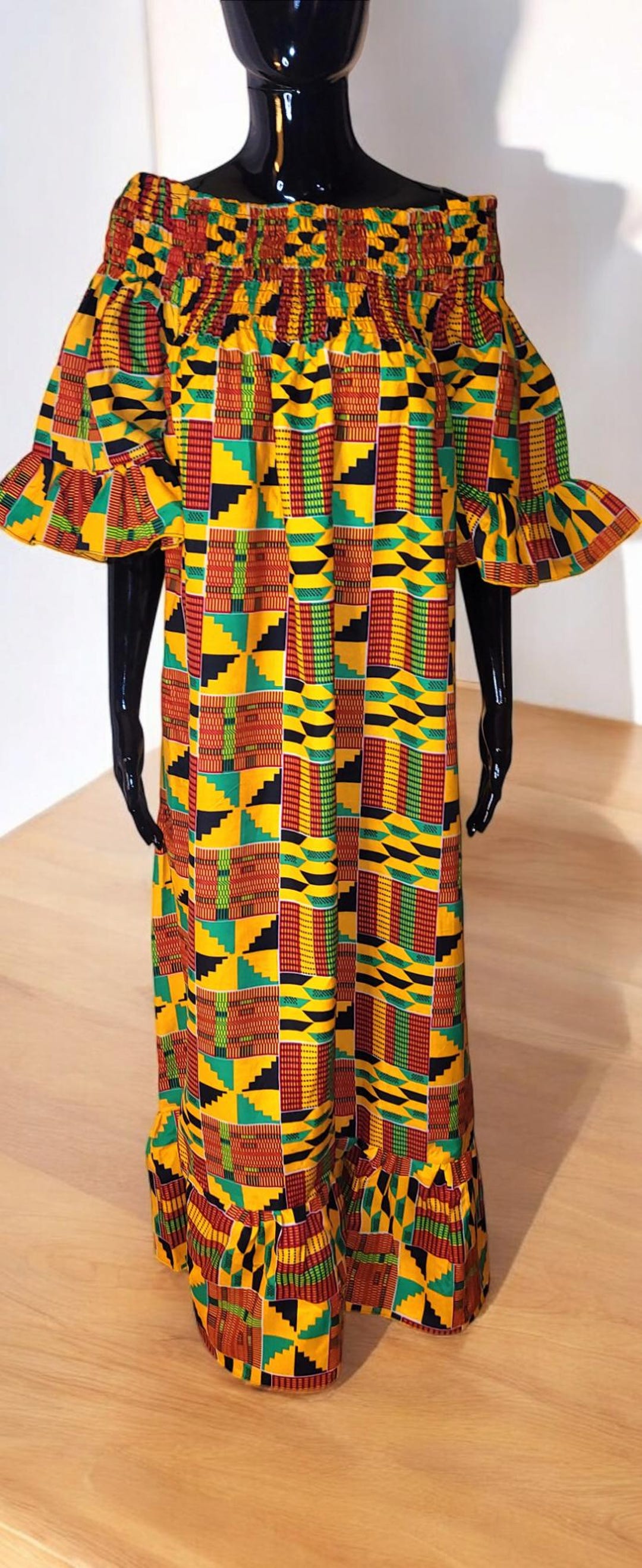African Kente Print Dress - Etsy