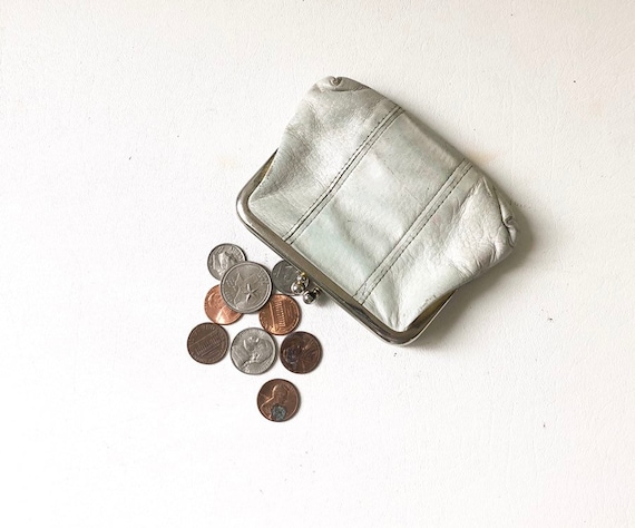 Vintage White Leather Coin Purse | Etsy