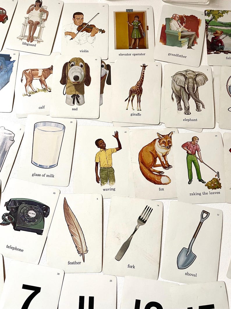 Vintage 196o’s Language Development Flash Cards- Set of 42 - Etsy