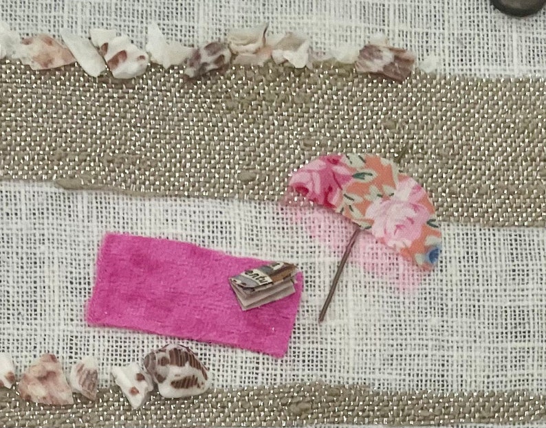 Beach Day Textile Collage - Etsy