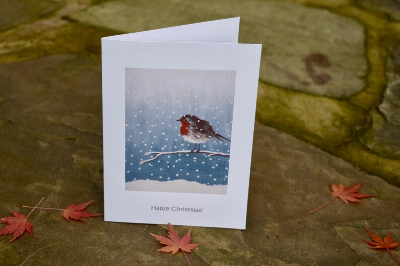 Robin Art Print Happy Christmas Card 5 Pack - Etsy