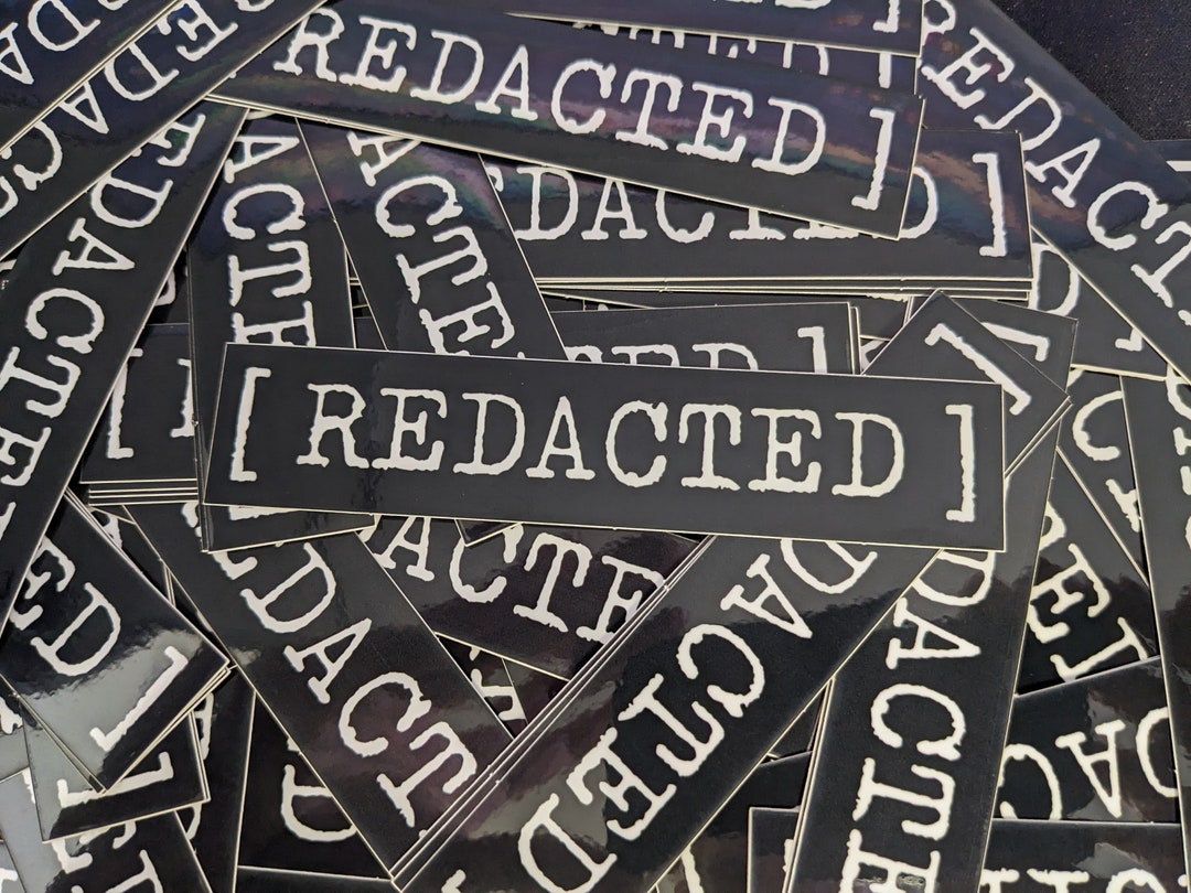 REDACTED White on Black 4.6“ X 1“ Vinyl Sticker - Etsy