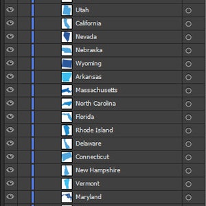 USA Map Color-coded Separate Named Layer States for Easy and Fast ...