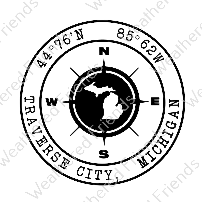 Traverse City Michigan Longitude Latitude SVG - Etsy
