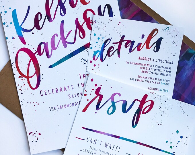 Brush Lettering Wedding Invitation Suite - Etsy