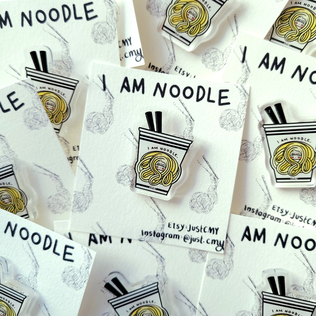 I AM NOODLE Acrylin Pin, Cute Instant Noodle Pin, Noodles, Cup Noodle ...
