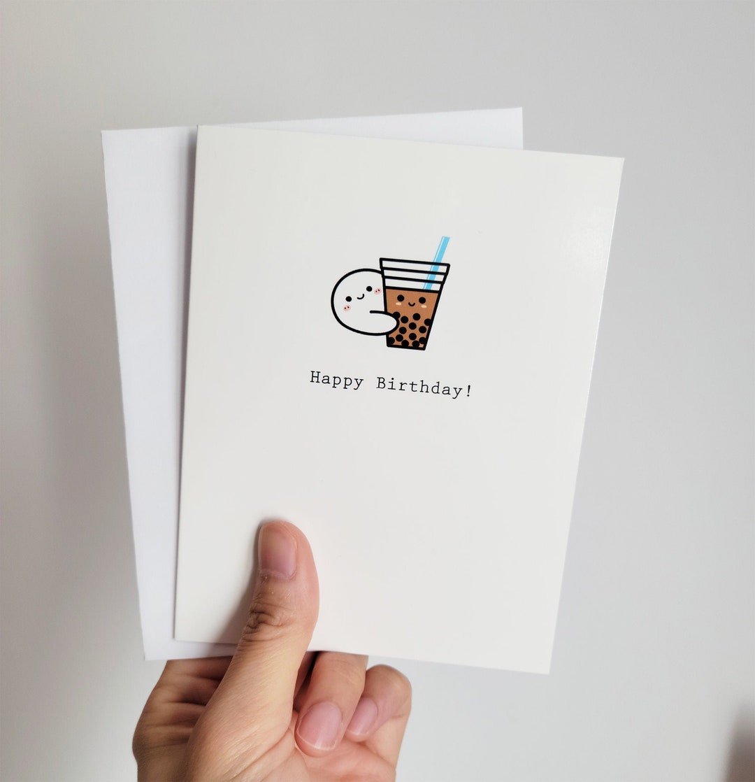 Happy Birthday Boba Card Birthday Card Bubble Tea Card Boba - Etsy