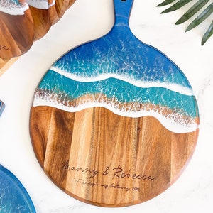 Beach Cheese Board, Ocean Charcuterie Grazing Board, Resin Wave Epoxy ...