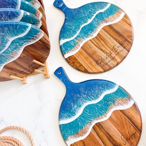 Beach Cheese Board, Ocean Charcuterie Grazing Board, Resin Wave Epoxy ...