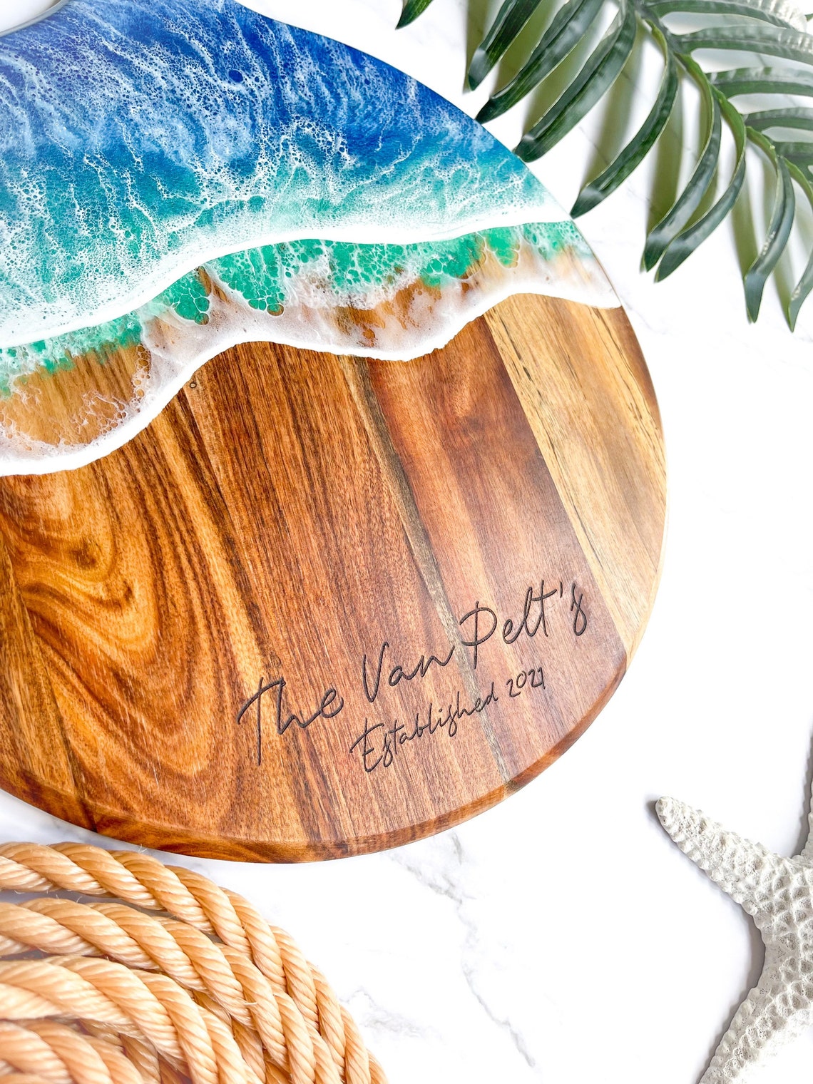 Beach Cheese Board Ocean Charcuterie Grazing Board Resin | Etsy