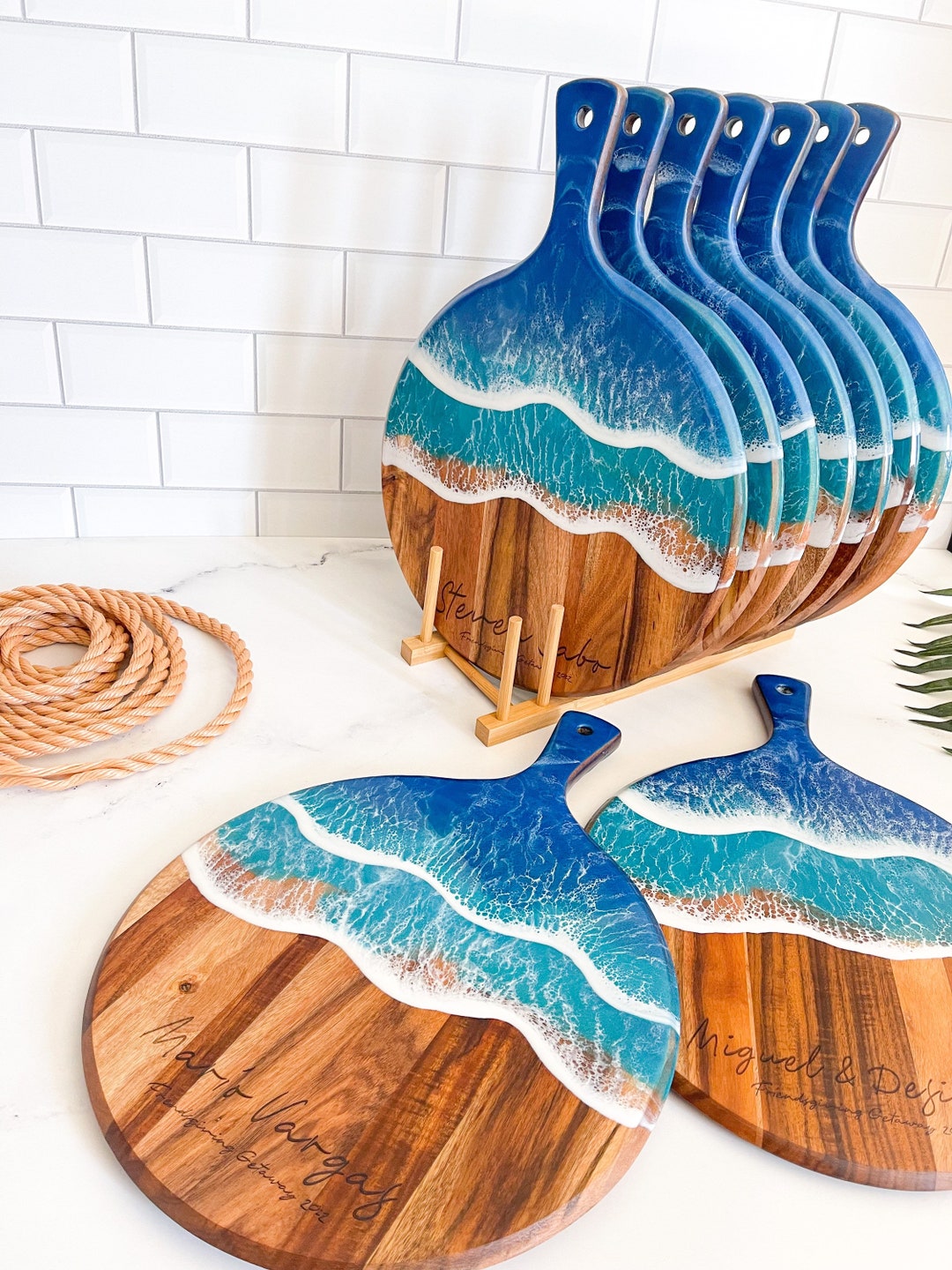 Beach Cheese Board, Ocean Charcuterie Grazing Board, Resin Wave Epoxy ...