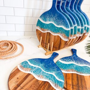 Beach Cheese Board, Ocean Charcuterie Grazing Board, Resin Wave Epoxy ...