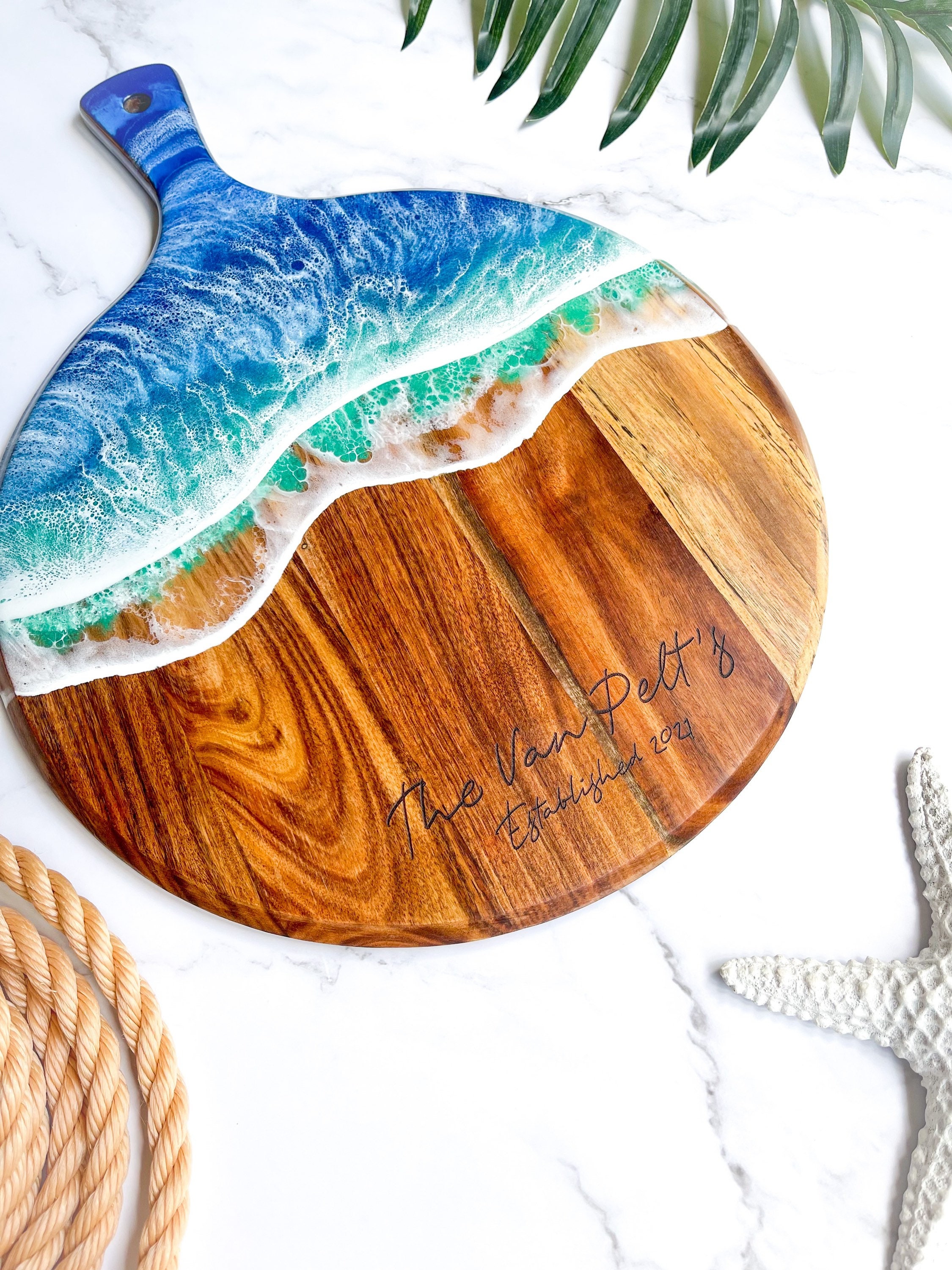 Beach Cheese Board Ocean Charcuterie Grazing Board Resin | Etsy