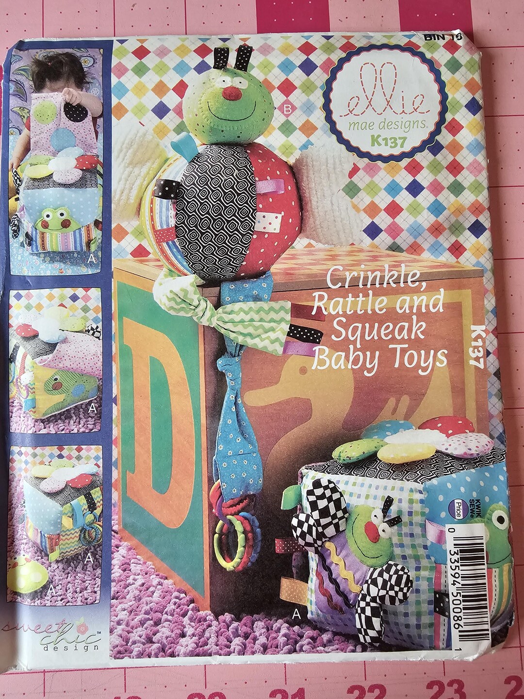 Ellie Mae Designs Sewing Pattern K137 Crinkle Rattle Squeak Baby Toys ...