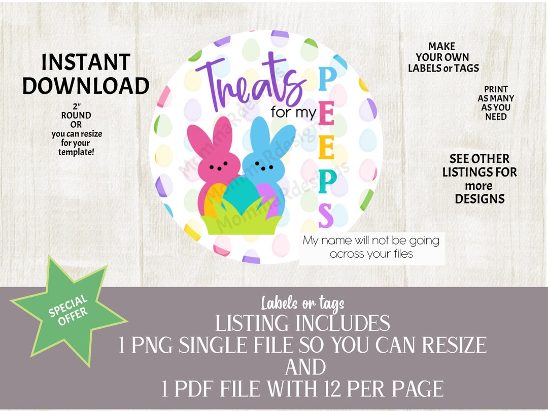 Treats for Your Peeps Label, Printable Tags, Easter Peeps Treat Labels ...