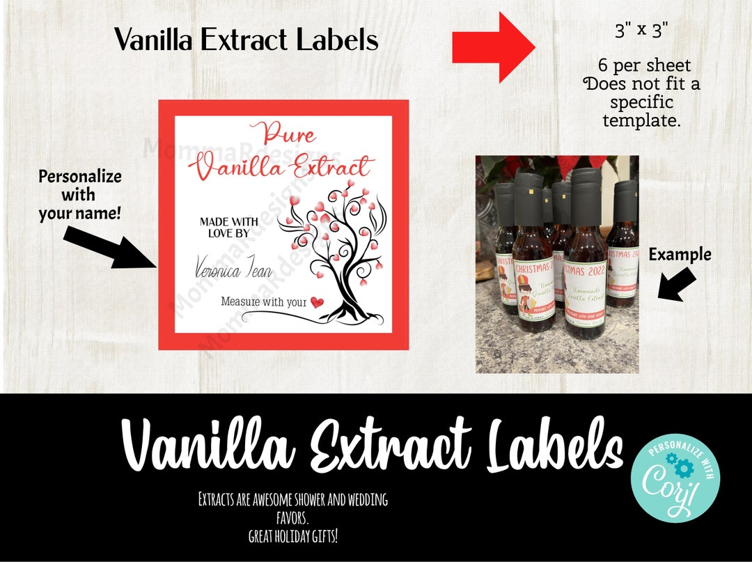 EDITABLE Homemade EXTRACT Label or Tag. 3" Vanilla Extract Gift Labels ...