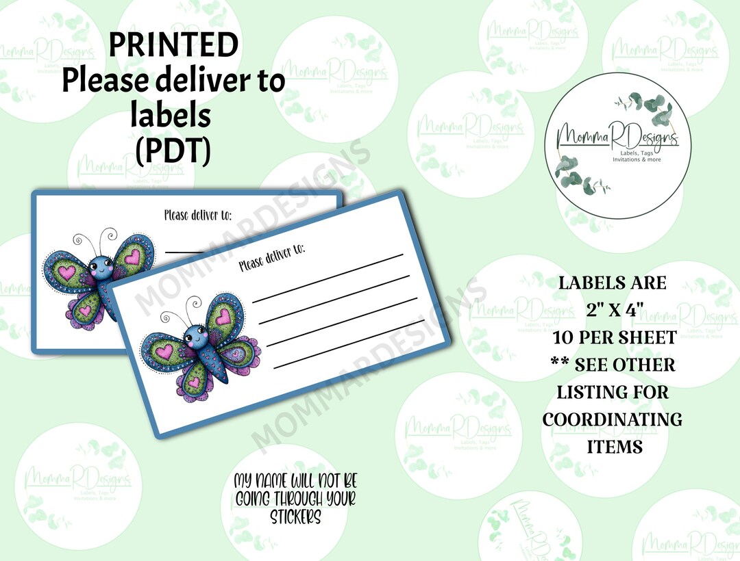 BUTTERFLY PDT Labels, Please Deliver to Labels, Mailing Labels, Address ...