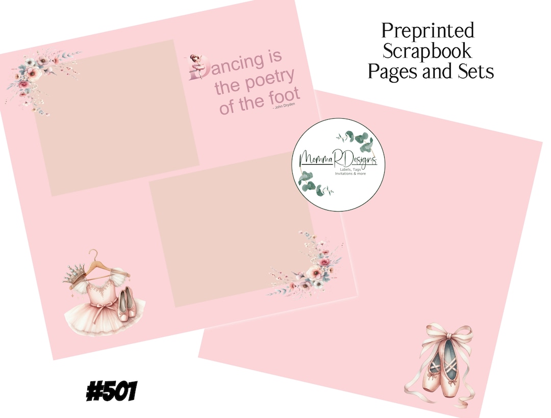 BALLET Scrapbook Pages, 2 Pre Printed Scrapbooking Pages, Dance Recital ...