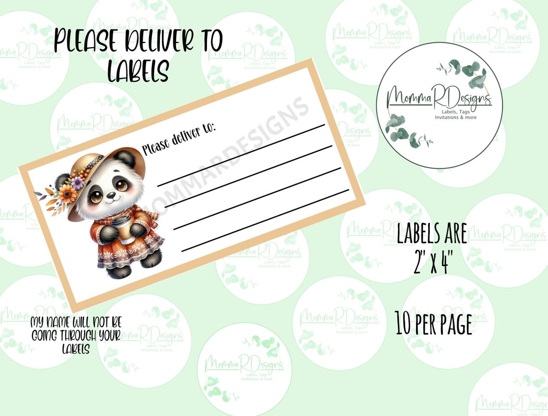 PANDA PDT Labels, Please Deliver to Labels, Mailing Labels, Address ...