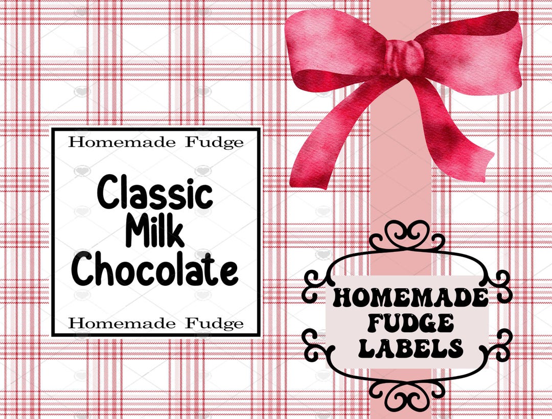 DIGITAL 2-1/2" Square FUDGE Labels Classic Milk Chocolate Flavor Labels ...