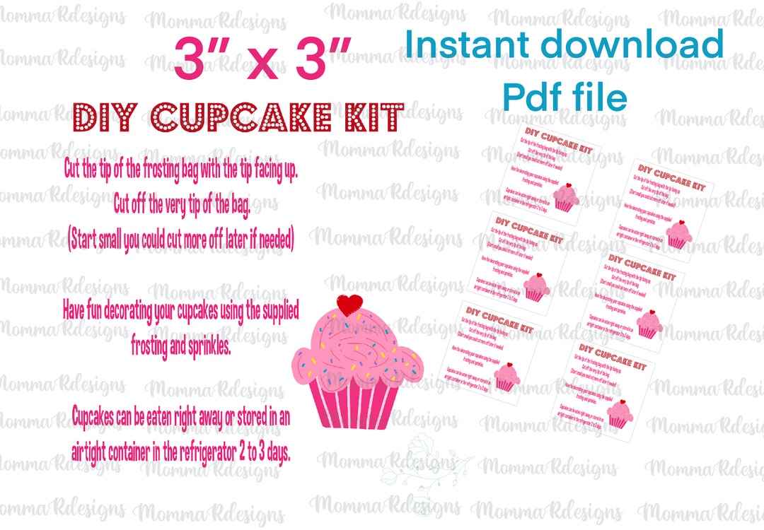 DIY Cupcake Tag, Do It Yourself Cupcake Kit Tags, Valentines Day ...