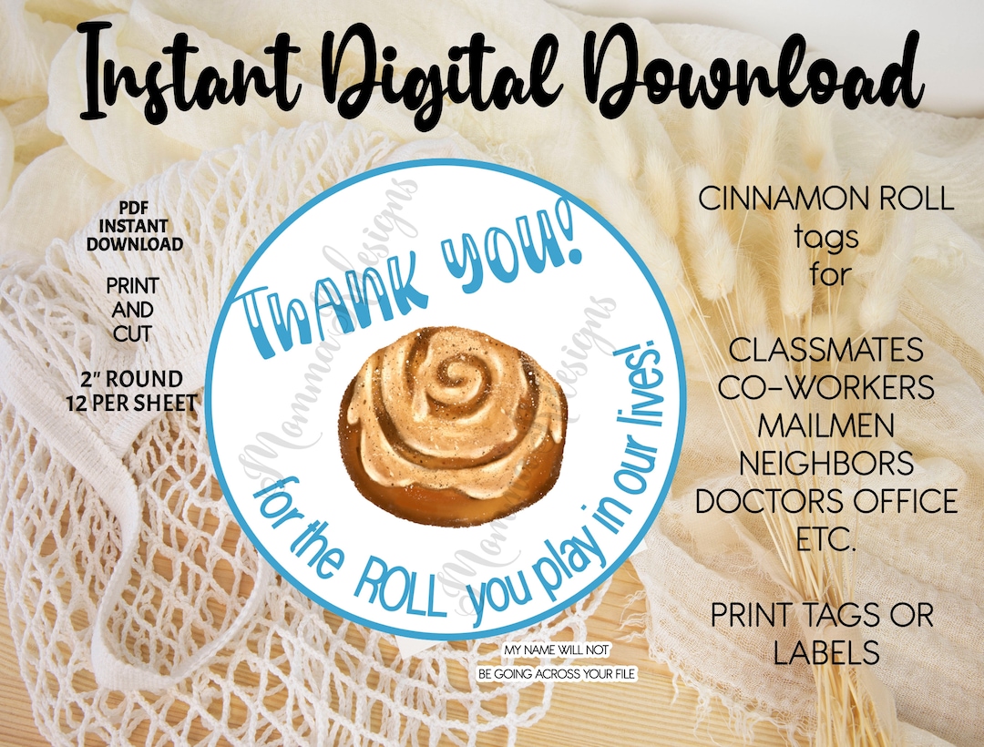 CINNAMON ROLL Label, Cinnamon Bun Tags, 2" Round Gift Tags - Etsy