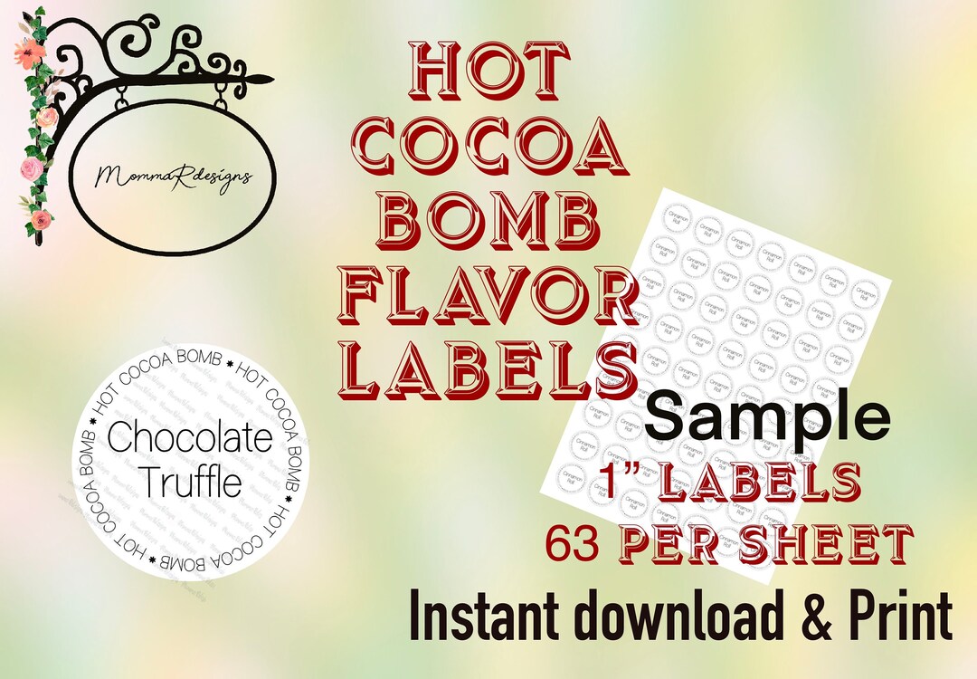 1" Cocoa Bomb Flavor Labels CHOCOLATE TRUFFLE Multipack Cocoa Bomb Tags ...