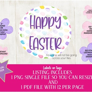 HAPPY EASTER Label, Happy Easter Tags, Jelly Bean Happy Easter Stickers ...