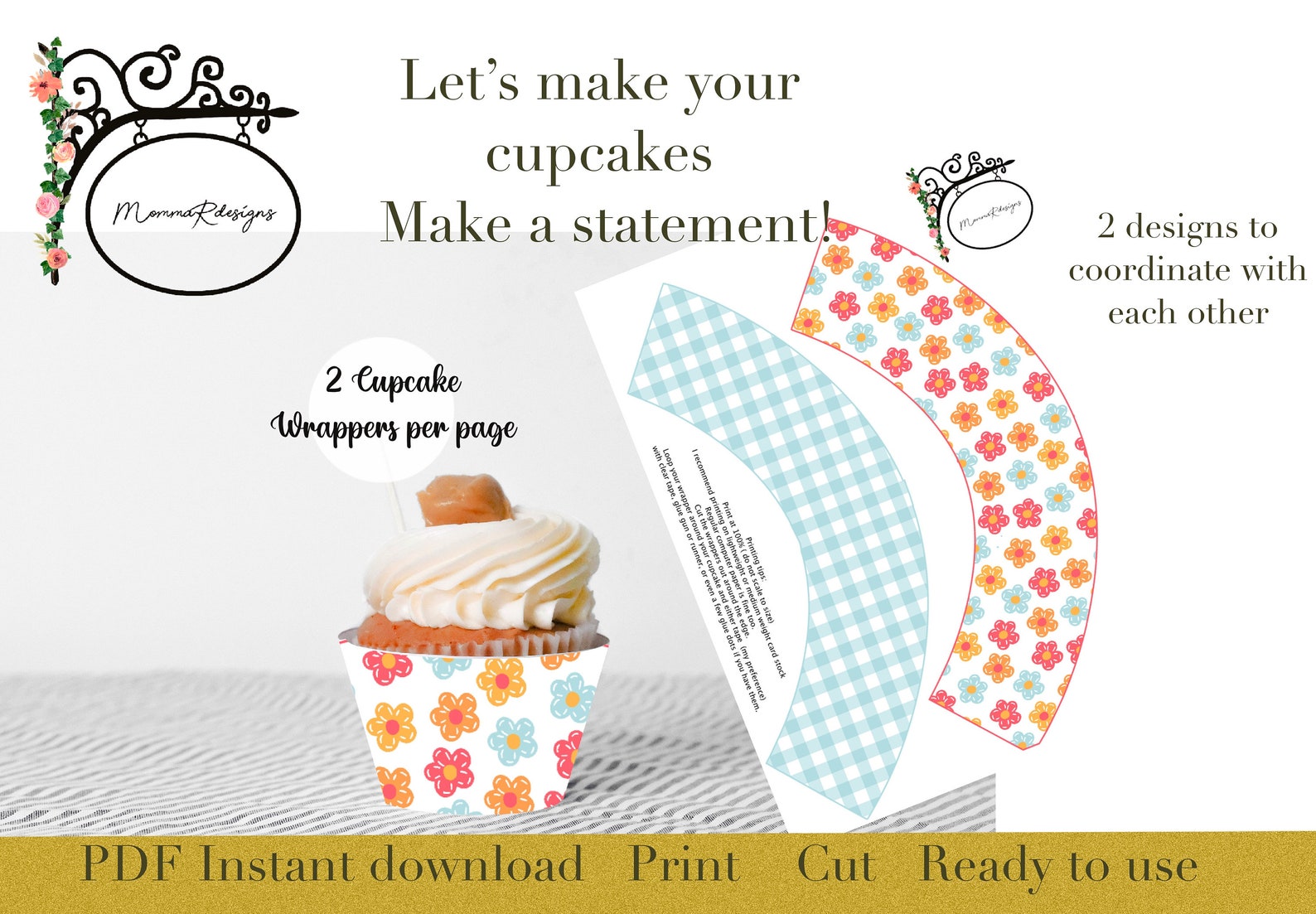 Printable Cupcake Wrappers SPRING BIRTHDAY Cupcake Wraps | Etsy