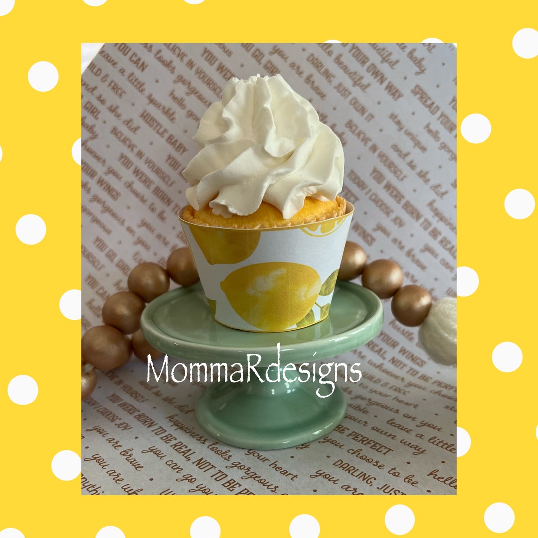 Printable Cupcake Wrappers, LEMON Cupcake Wraps, LEMON Cupcake Wrapper ...