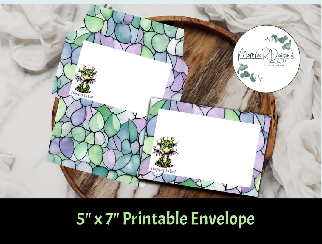 Printable WHIMSICAL DRAGON Envelope, Happy Mail or Penpal Mail Custom ...